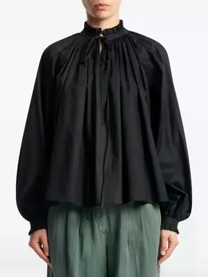 PT TORINO Claudia Ruffled Tie-fastening Blouse - Black