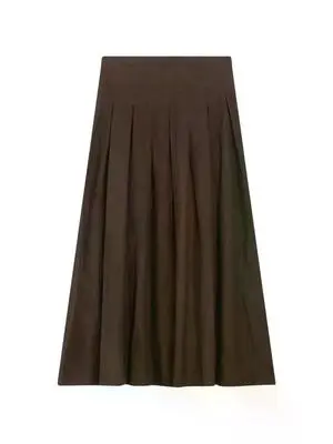 PT TORINO Knife-pleat High-waisted Midi Skirt - Brown
