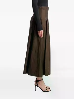 PT TORINO Knife-pleat High-waisted Midi Skirt - Brown