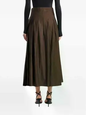 PT TORINO Knife-pleat High-waisted Midi Skirt - Brown