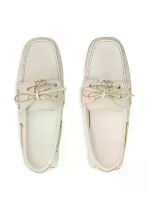 Gucci Logo Plaque Boat Shoes - White