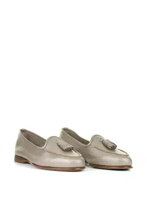 Santoni Tassel-detail Metallic Leather Loafers
