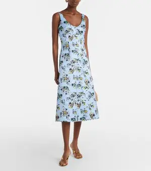 EMILIA WICKSTEAD Abella Floral Print Midi Dress - Blue