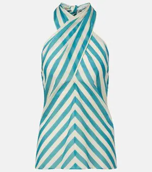 ERES Alter Ego Striped Cotton Voile Top - Blue