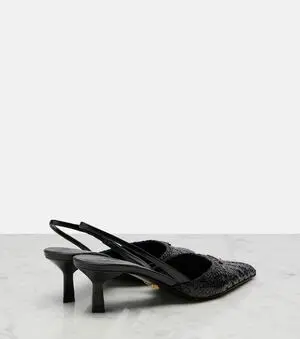 Prada Woven Leather Slingback Pumps - Black