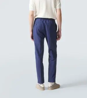 SLOWEAR Tapered Linen, Wool And Silk Pants - Blue