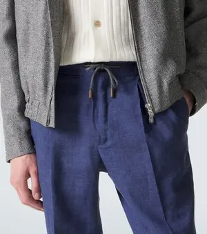 SLOWEAR Tapered Linen, Wool And Silk Pants