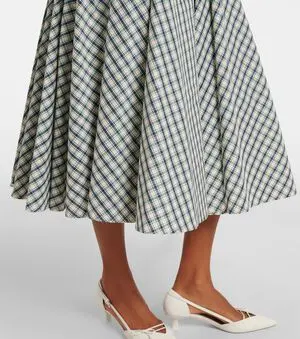 Prada Checked Cotton-blend Chambray Midi Skirt