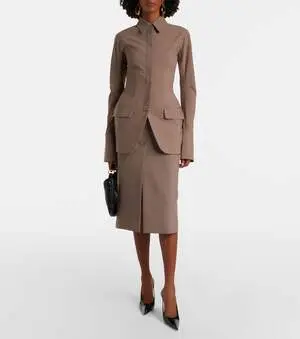 MUGLER Peplum Jacket - Brown