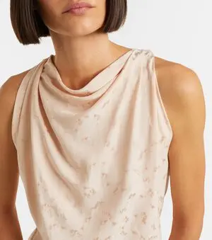 Victoria Beckham Asymmetric Draped Floral Satin Midi Dress - Pink