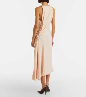 Victoria Beckham Asymmetric Draped Floral Satin Midi Dress - Pink