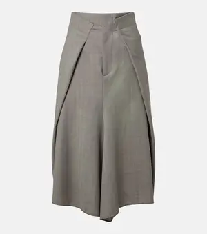 Victoria Beckham Asymmetric Virgin Wool Midi Skirt