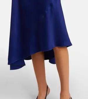 Victoria Beckham Asymmetric Gathered Crêpe Satin Midi Dress