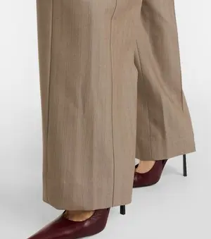 Victoria Beckham Herringbone Virgin Wool Pleated Trousers