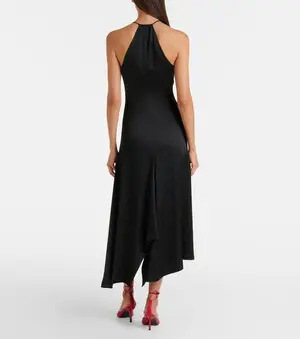 Victoria Beckham Asymmetric Crêpe Satin Midi Dress