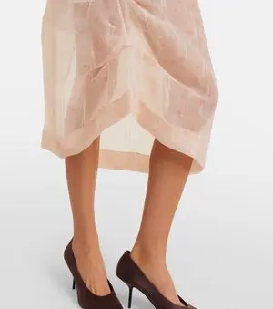 Victoria Beckham Asymmetric Ruched Organza Midi Dress - Pink