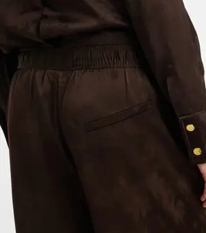 GANNI Satin Jacquard Wide-leg Pants - Brown