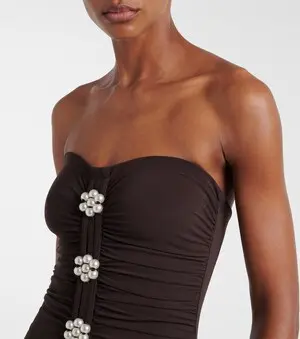 KARLA COLLETTO Maya Embellished Bandeau One Piece Swimsuit - Brown