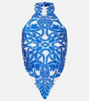 Poupette St Barth Guilia Printed Halterneck Top - Blue