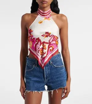 Poupette St Barth Guilia Printed Halterneck Top - Pink