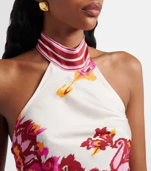 Poupette St Barth Guilia Printed Halterneck Top - Pink