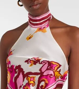 Poupette St Barth Guilia Printed Halterneck Top - Pink
