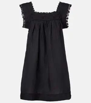 DÔEN Almadia Lace-trimmed Ramie Minidress - Black