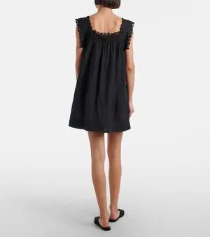 DÔEN Almadia Lace-trimmed Ramie Minidress - Black