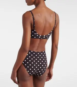 KARLA COLLETTO Floral-appliqué Polka-dot Bikini Top