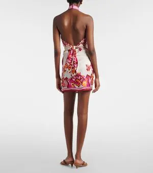 Poupette St Barth Manon Printed Satin Minidress - Pink