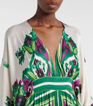 Poupette St Barth Sol Floral Satin Kaftan