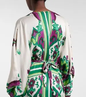 Poupette St Barth Sol Floral Satin Kaftan