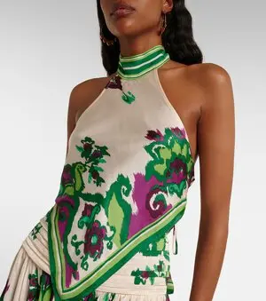 Poupette St Barth Guilia Printed Halterneck Top - Green