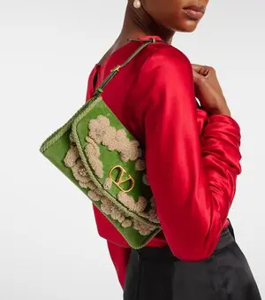 Valentino Garavani Devain Embellished Velvet Shoulder Bag