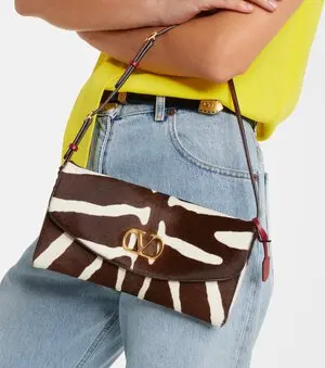 Valentino Garavani Devain Zebra-print Calf Hair Shoulder Bag