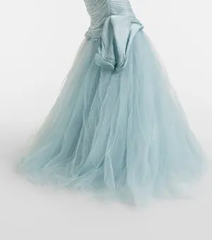 MARMAR HALIM Pleated Off-shoulder Bustier Gown