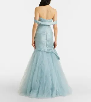 MARMAR HALIM Pleated Off-shoulder Bustier Gown
