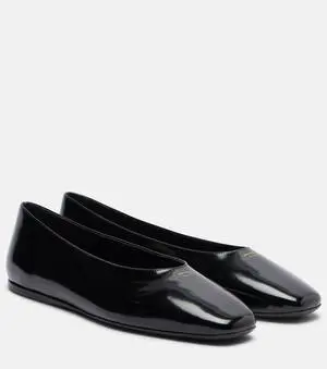 Prada Leather Ballet Flats - Black