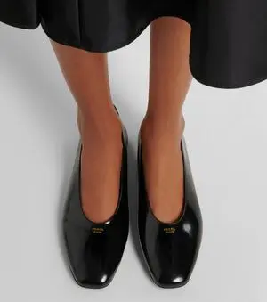 Prada Leather Ballet Flats - Black