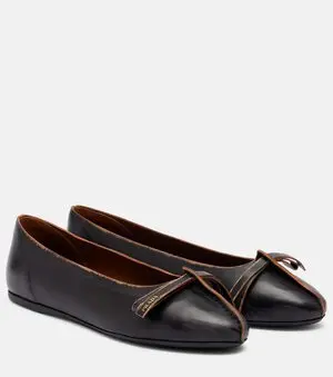 Prada Leather Ballet Flats - Brown