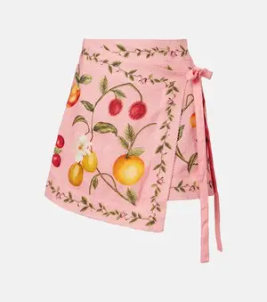 Agua Bendita Luna Printed Linen Beach Cover-up - Pink