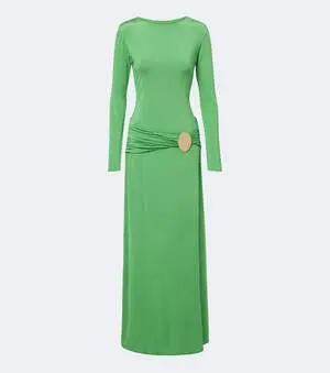 CALA DE LA CRUZ Eres Gathered Jersey Maxi Dress - Green
