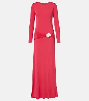 CALA DE LA CRUZ Eres Gathered Jersey Maxi Dress - Pink