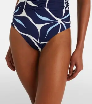 CALA DE LA CRUZ Printed Strapless One-piece Swimsuit - Blue