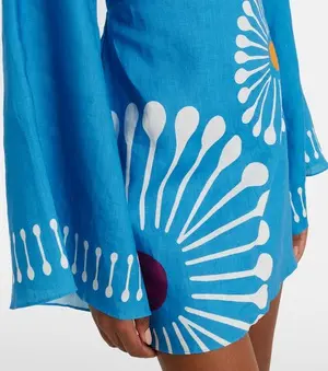 CALA DE LA CRUZ Vera Floral Linen Mini Dress