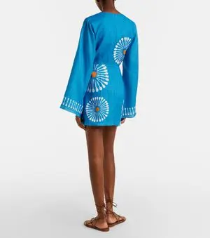 CALA DE LA CRUZ Vera Floral Linen Mini Dress
