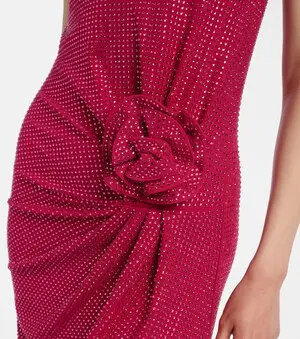 Roland Mouret Floral-appliqué Embellished Gathered Maxi Dress - Pink