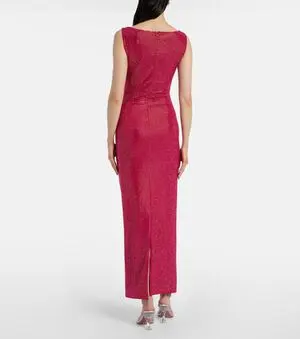 Roland Mouret Floral-appliqué Embellished Gathered Maxi Dress - Pink