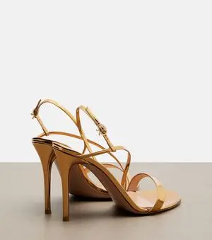 GIANVITO ROSSI Metallic Leather Slingback Sandals - Gold
