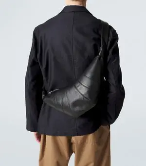 LEMAIRE Croissant Medium Leather Shoulder Bag - Black